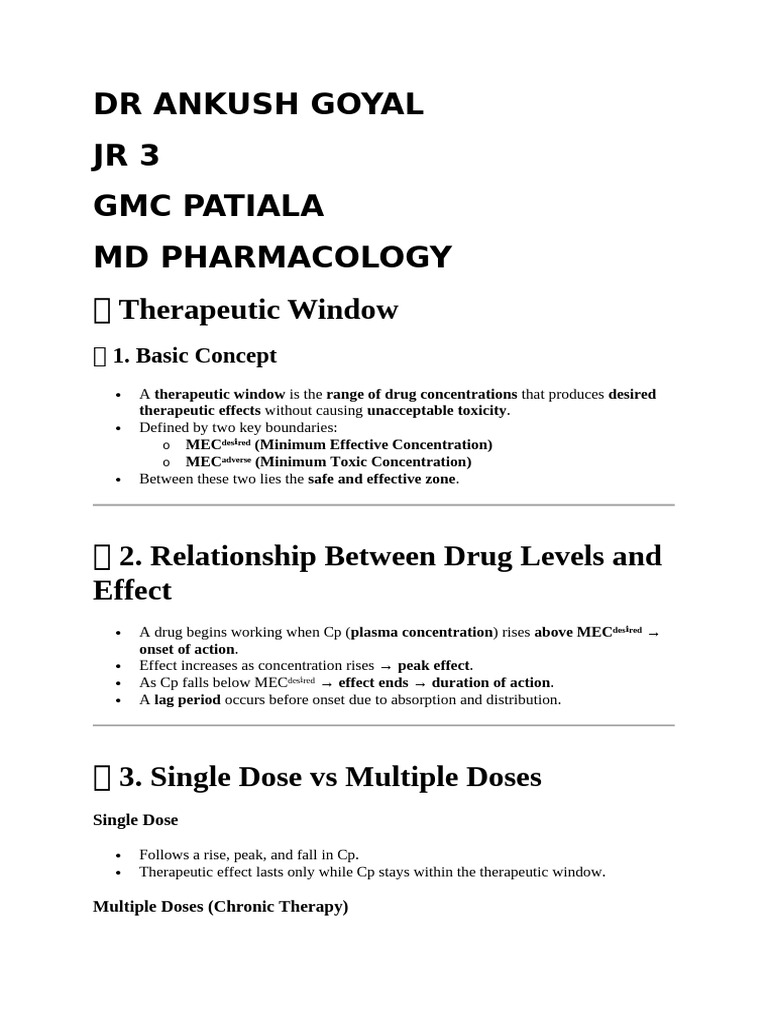 ? Therapeutic Window | PDF | Pharmacokinetics | Chemistry