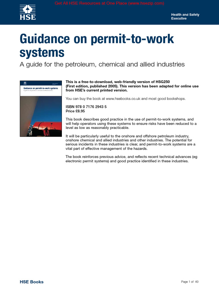 Permit To Work Systems Manual | PDF | Occupational Safety And Health ...