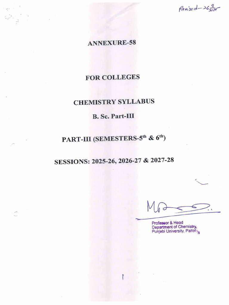 Bsc. Chemistry (Sem V & Vi) | PDF
