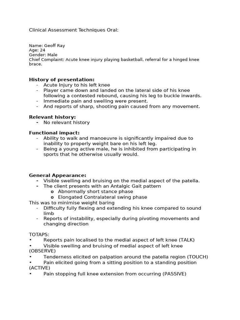 Knee Injury Assessment and Diagnosis | PDF | Knee | Diseases And Disorders