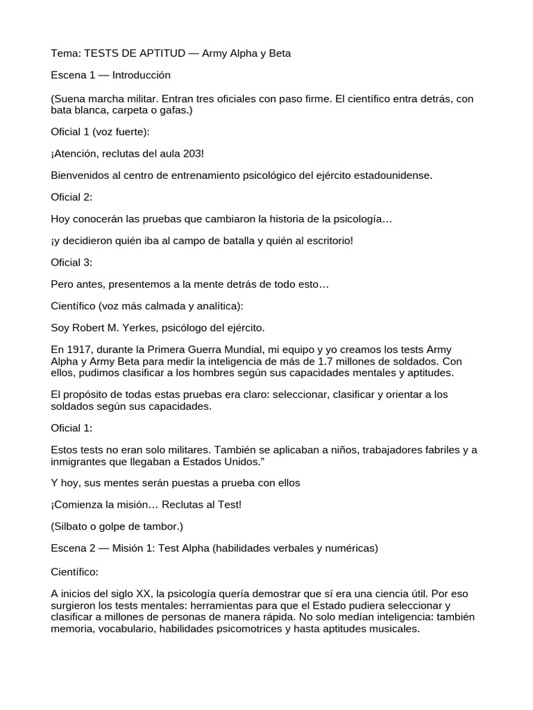 Tests de Aptitud: Army Alpha y Beta | PDF | Inteligencia | Sicología