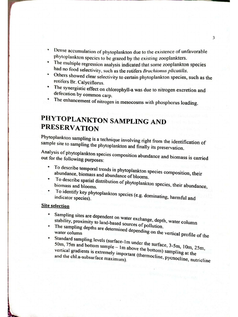 Plankton Sampling and Preservation | PDF