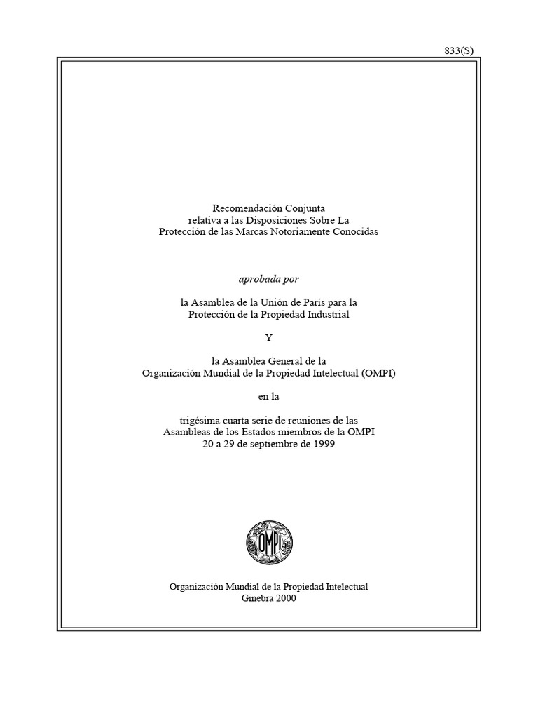 Recomendacion Conjunta Marcas Notorias OMPI | PDF | Organización ...