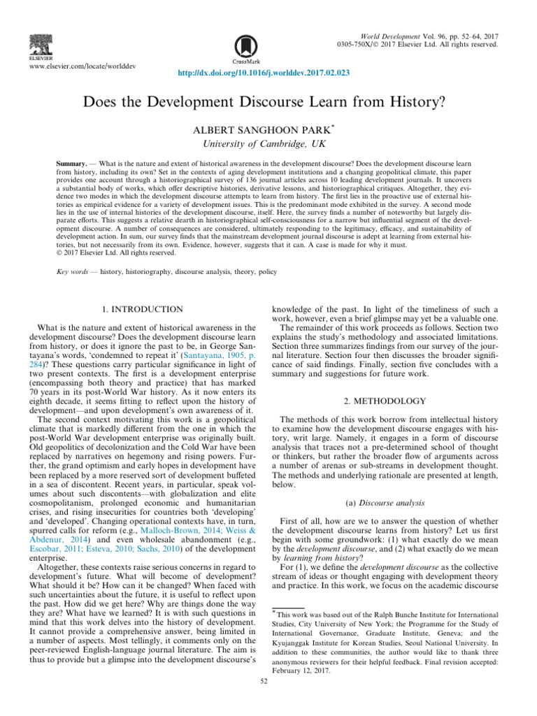 Learning from History in Development Discourse | PDF | Discourse ...