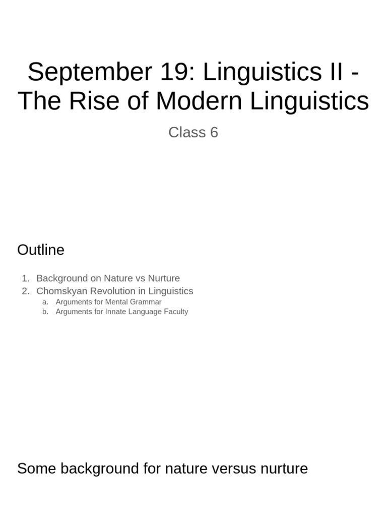 September 19 - Linguistics II - The Rise of Modern Linguistics | PDF ...