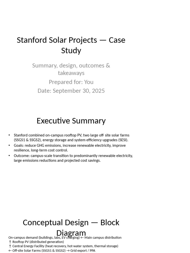 Stanford Solar Case Study Presentation | PDF | Solar Power | Photovoltaics
