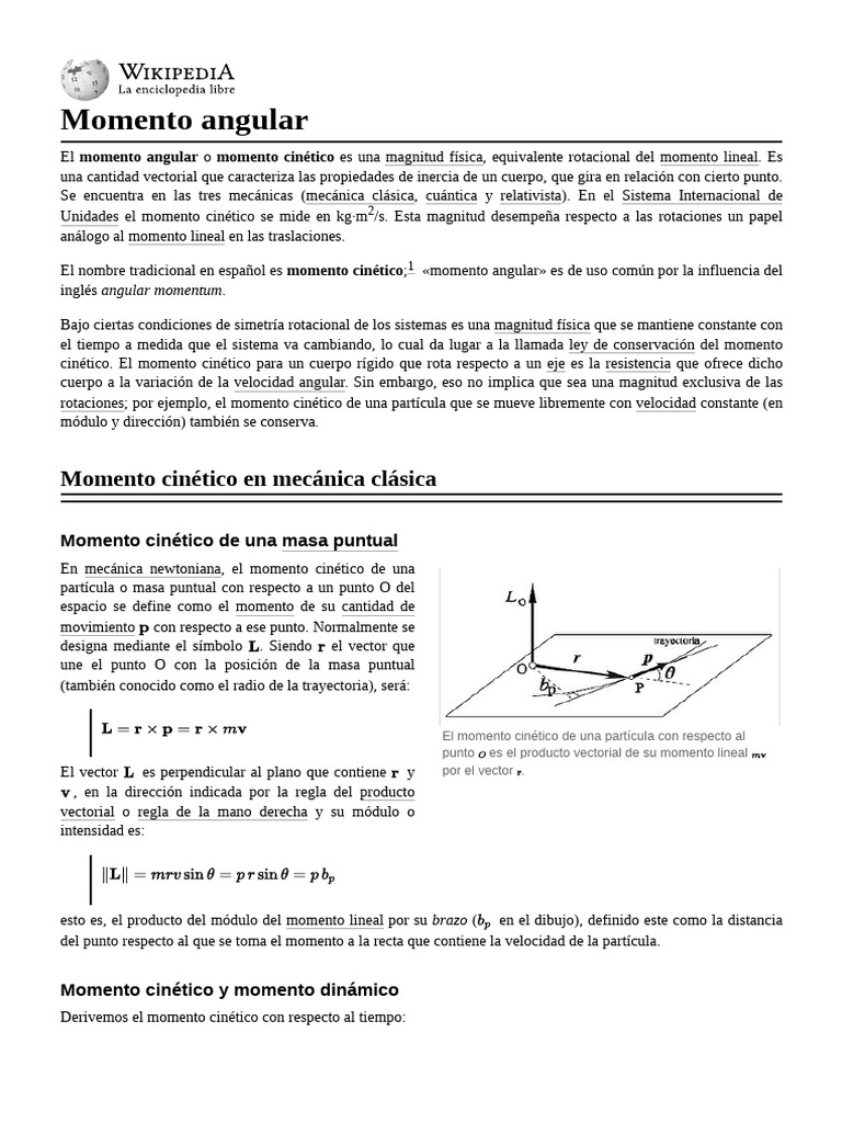 Momento Angular: Definición y Conservación | PDF | Momento angular ...