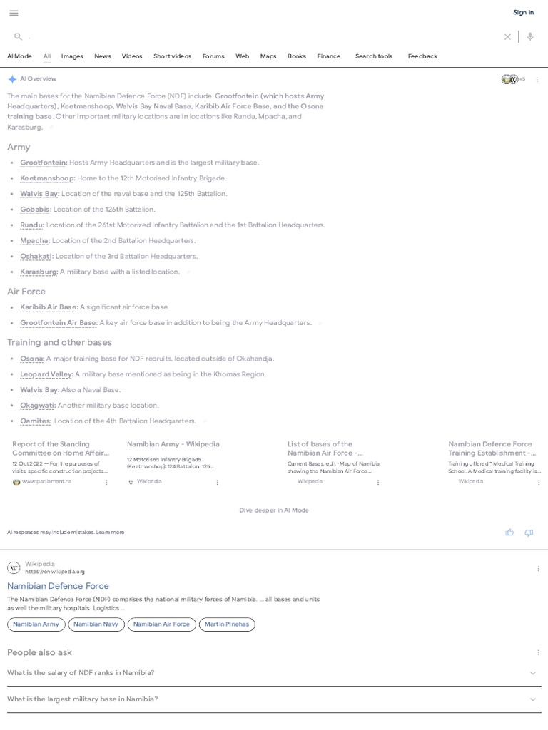 Overview of NDF Bases in Namibia | PDF | Namibia | Military Organization