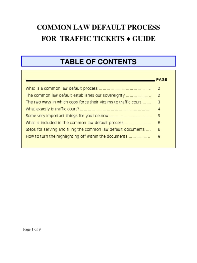 Common Law Default Process - Guide v3 | PDF | Arraignment | Common Law