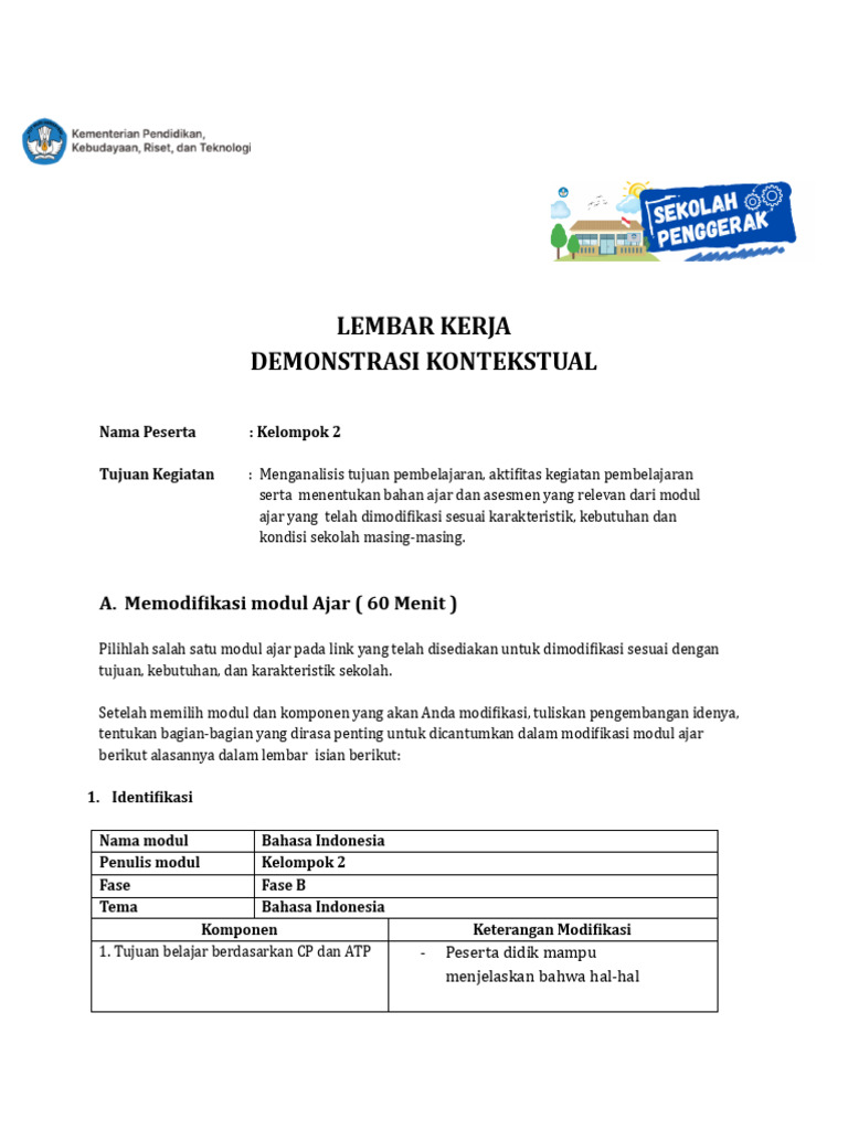 Lembar Kerja Modifikasi Modul - Docx - Google Dokumen | PDF