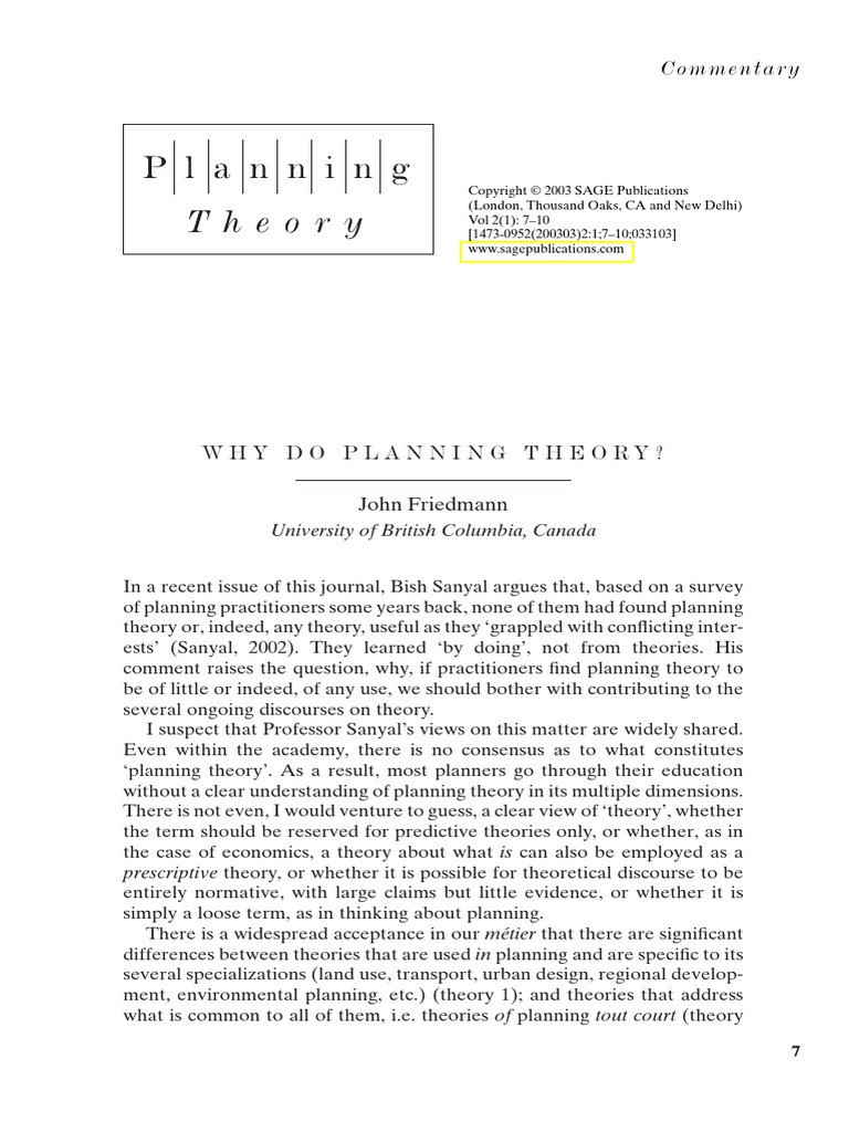 Importance of Planning Theory Explained | PDF | Theory | Epistemology