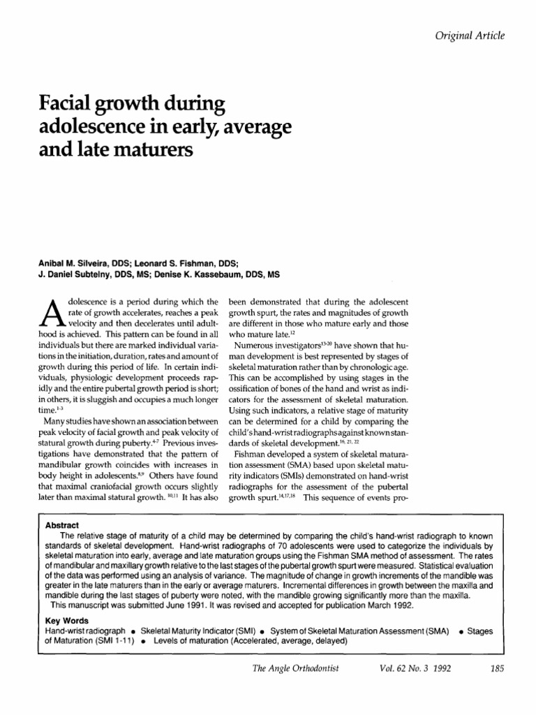 Facial Growth During Adolescence | PDF