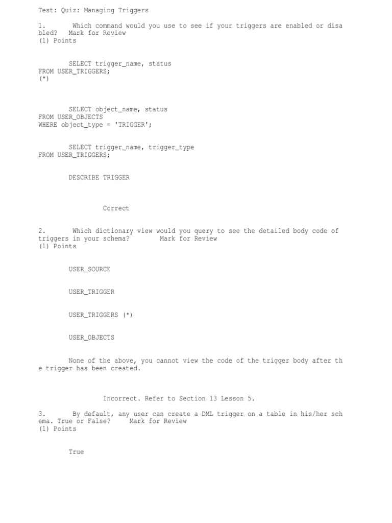Managing Triggers | PDF