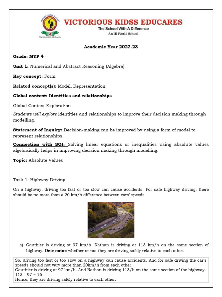 Unit1 Numbers Absolute Value Worksheet | PDF | Algebra | Applied Mathematics