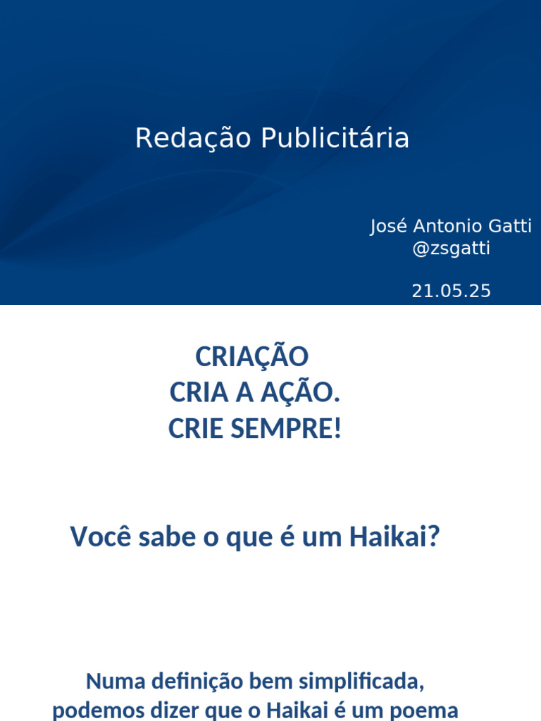 Aula - Tema 10 (21-05) | PDF | Amor | Haiku