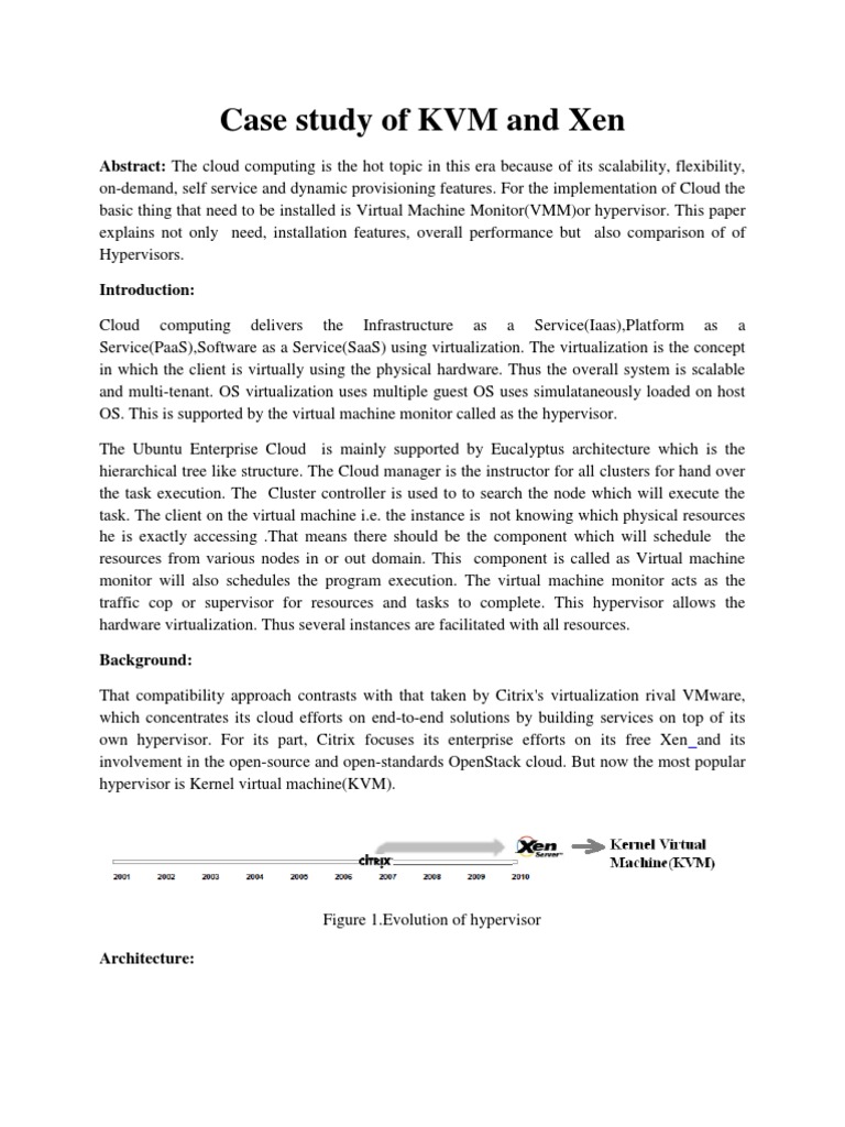 Case Study of KVM and Xen | PDF | Scheduling (Computing) | Cloud Computing
