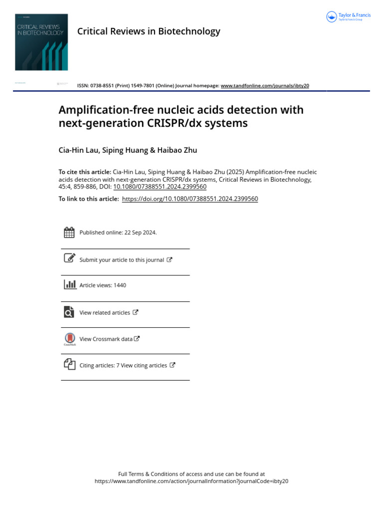 Amplification-Free Nucleic Acids Detection With Next-Generation CRISPR ...