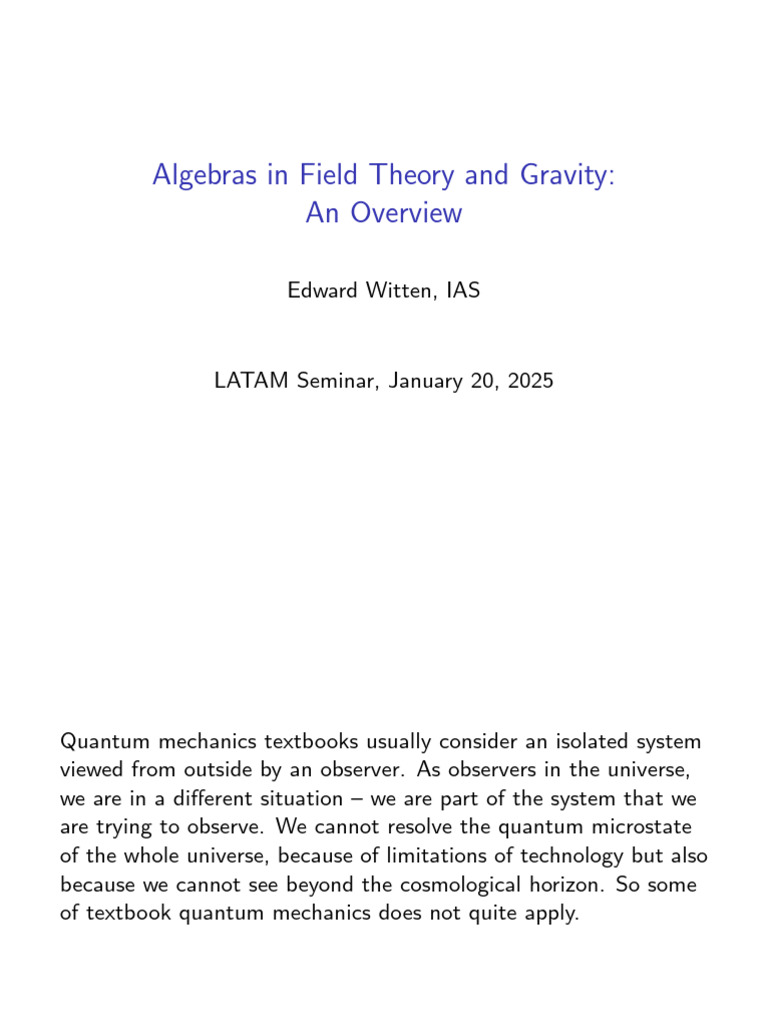 Edward Witten | PDF | Hilbert Space | Field (Mathematics)
