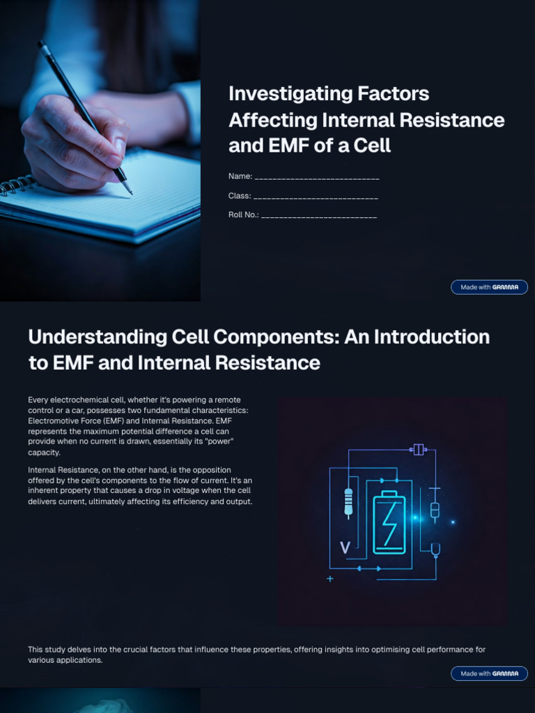 Investigating Factors Affecting Internal Resistance and EMF of A Cell ...