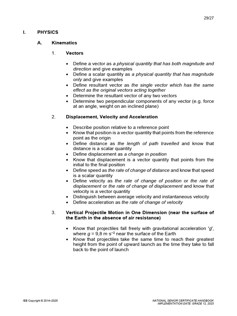 IEB Physics Scope of Content | PDF | Electromagnetic Induction | Force
