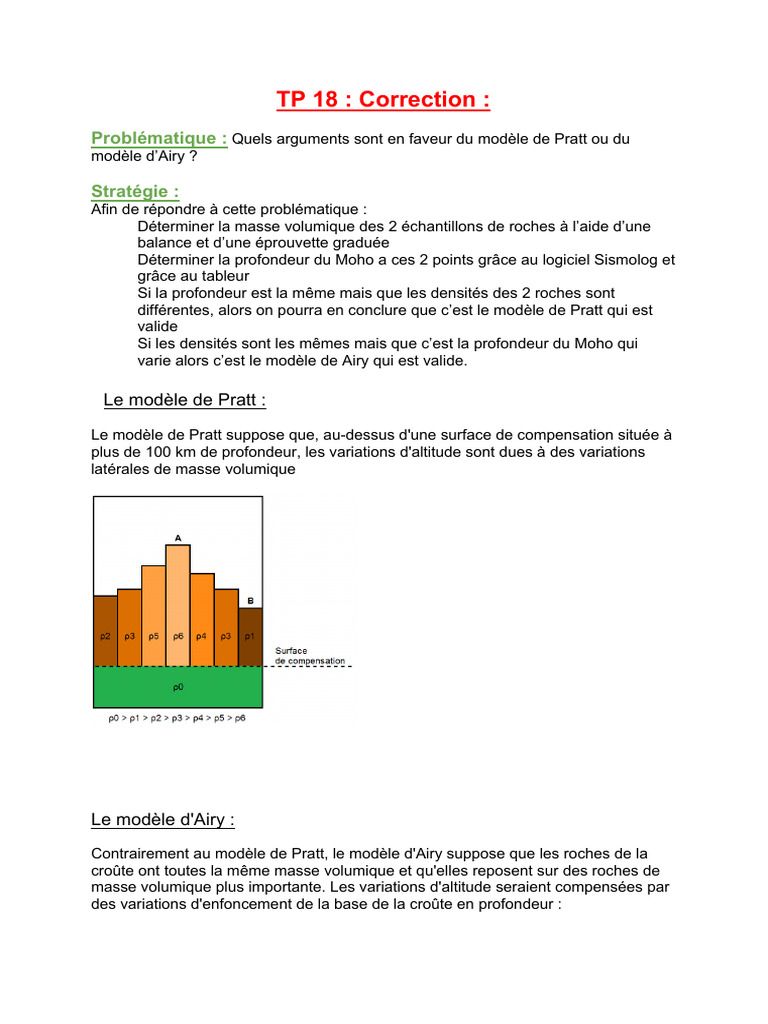 Modèles de Pratt et Airy : Analyse des Densités | PDF | Sciences ...