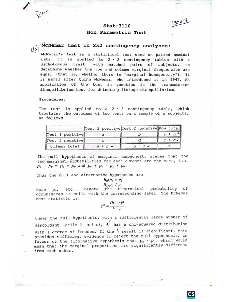 Non-Parametric Test 1 | PDF