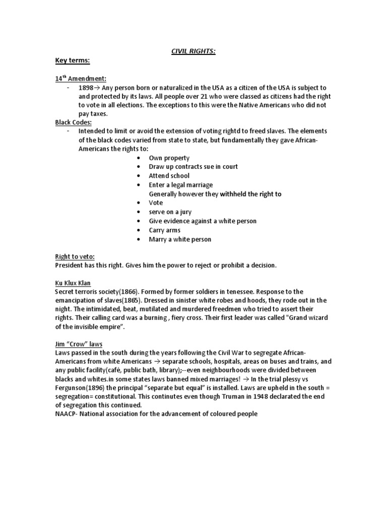 Civil Rights Final Notes | PDF | African American Civil Rights Movement ...