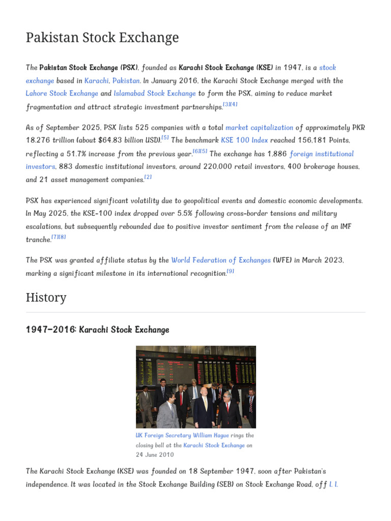 Pakistan Stock Exchange Overview | PDF | Knowledge Economy | Trade