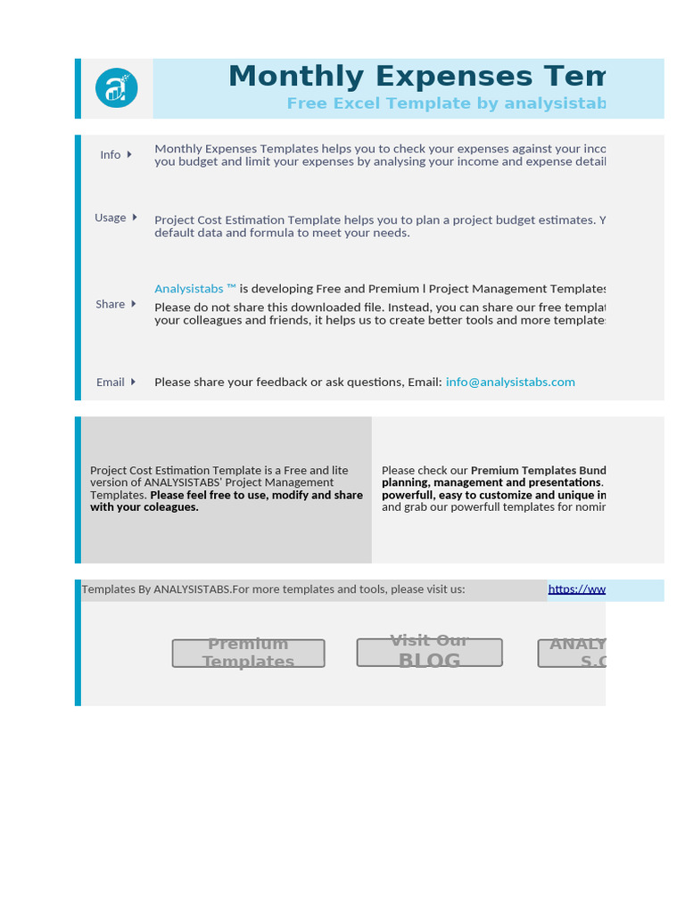 Free Monthly Expenses Excel Template | PDF