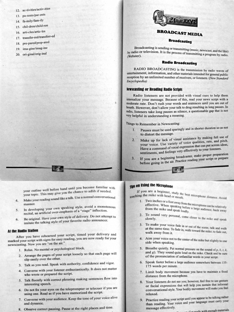 E121 Broadcasting | PDF
