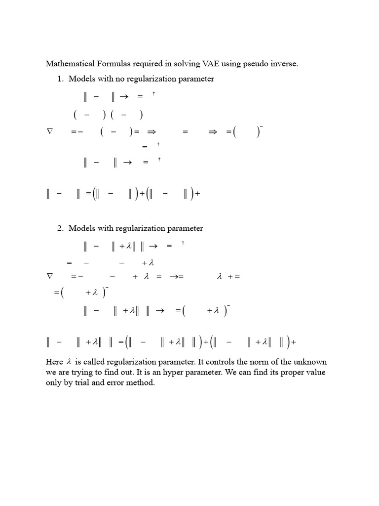 VAE Pseudo Inverse Formulas Guide | PDF | Matrix Theory | Mathematical ...