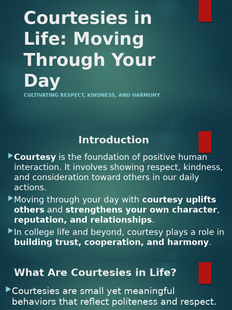 Courtesies in Life Presentation | PDF | Social Psychology | Psychology