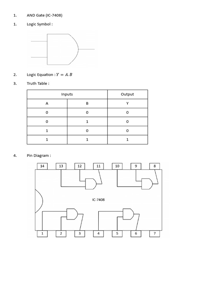 AND Gate (IC-7408) 1. Logic Symbol | PDF | Logic Gate | Electronic Design