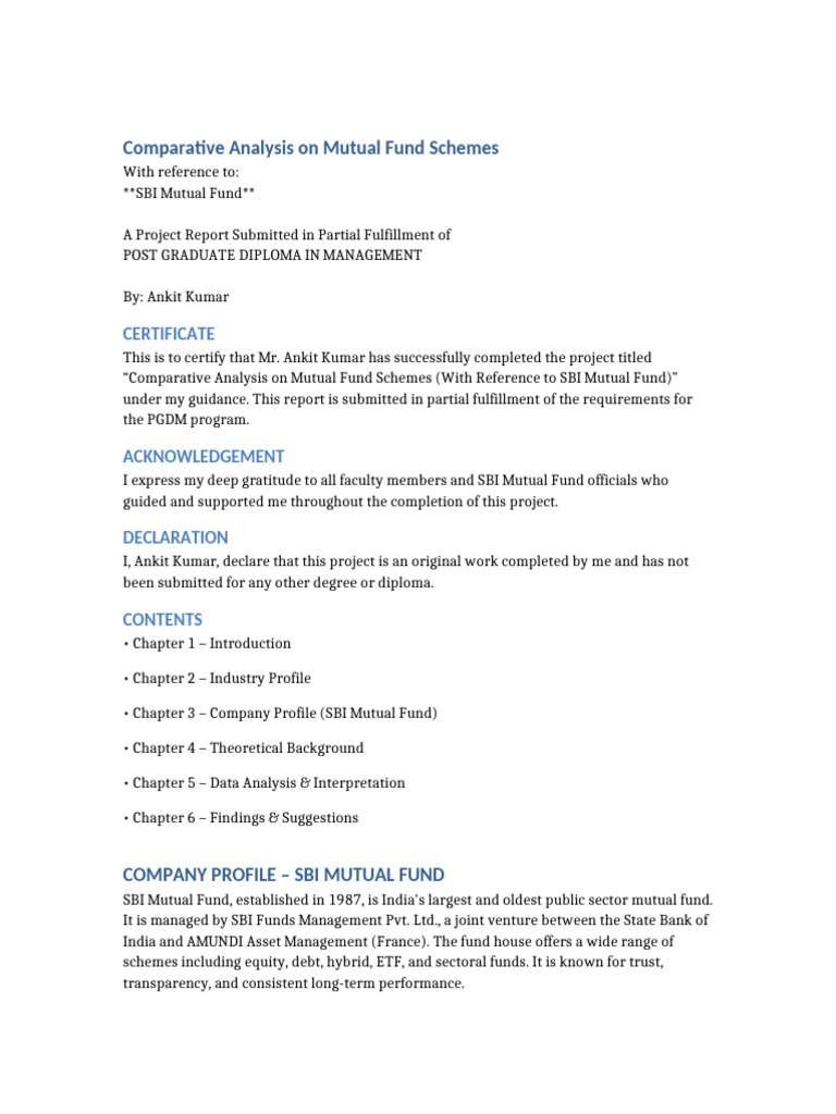 Full SBI Mutual Fund Report Ankit | PDF