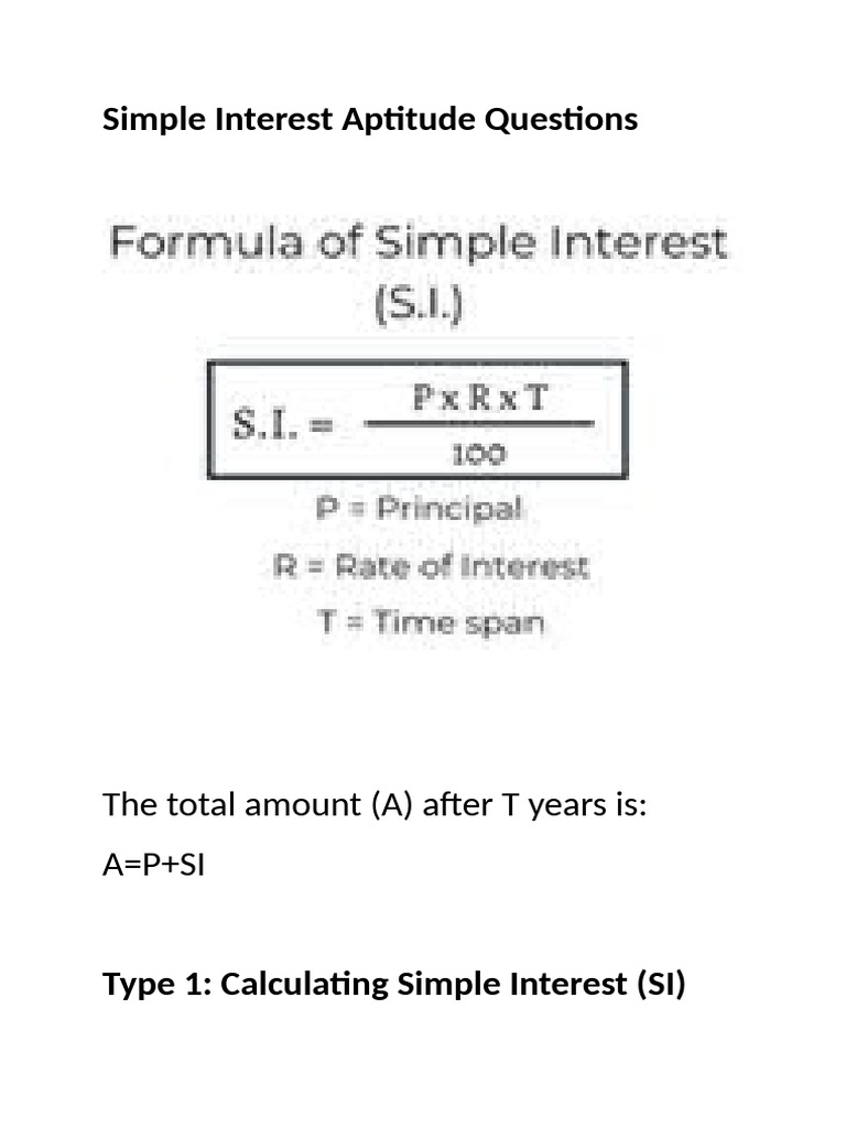 Simple Interest Aptitude Questions | PDF | Interest | Loans