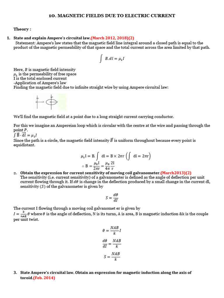 10.magnetic Fields Due To Electric Current | PDF | Magnetic Field ...