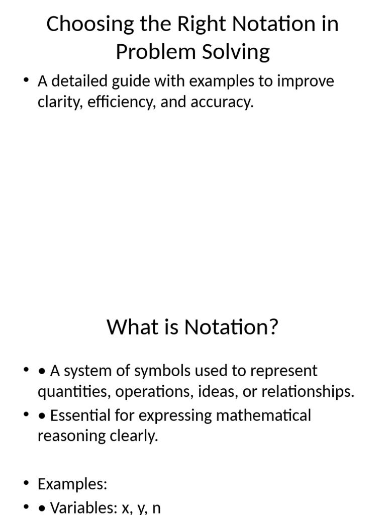 Choosing Effective Notation in Problem Solving | PDF | Equations ...