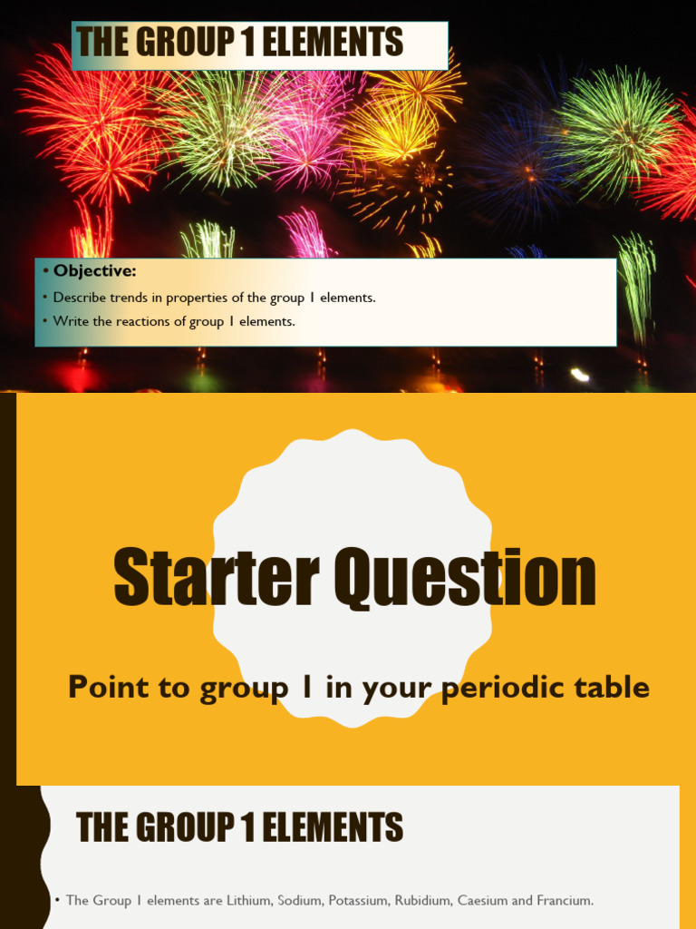 Overview of Group 1 Alkali Metals | PDF | Ion | Lithium