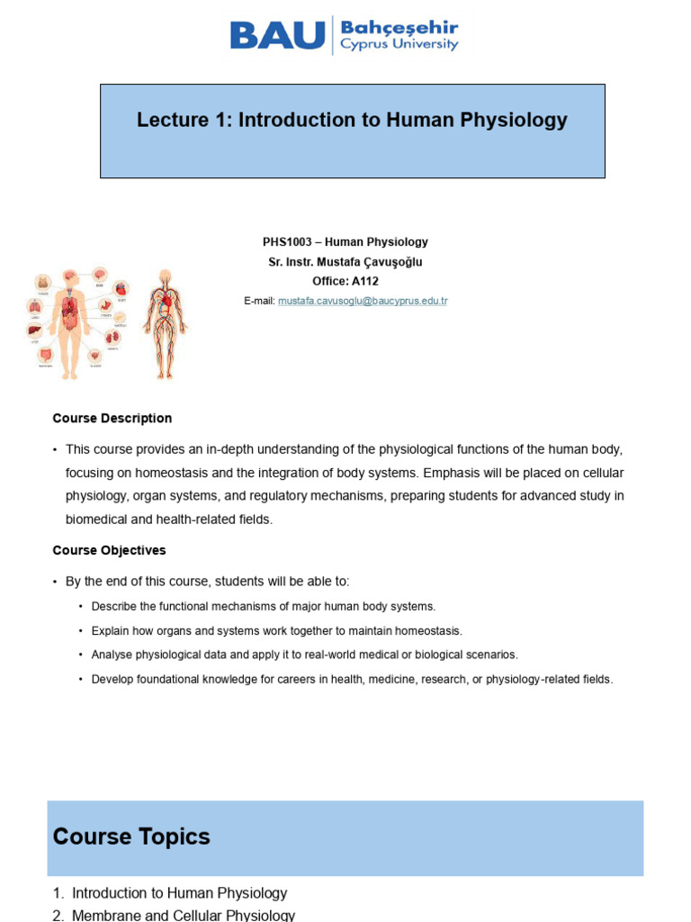 Introduction to Human Physiology Course | PDF | Human Body | Kidney