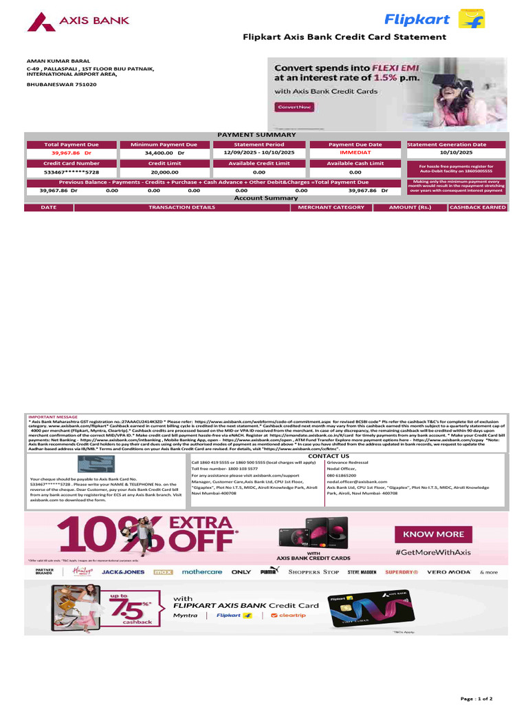 Credit Card Statement | PDF | Credit Card | Payments