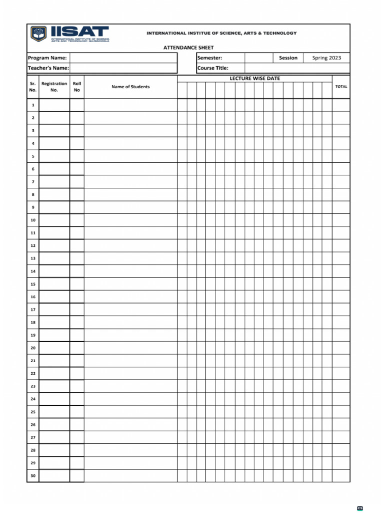 Attendance Sheet | PDF
