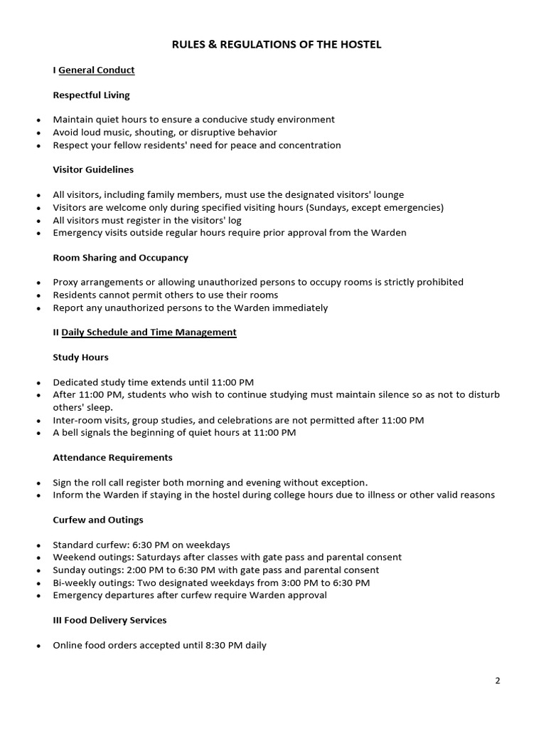 Hostel Rules | PDF