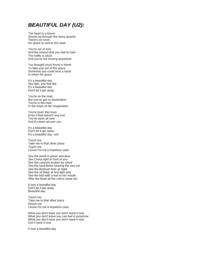 Beautiful Day (u2) | PDF