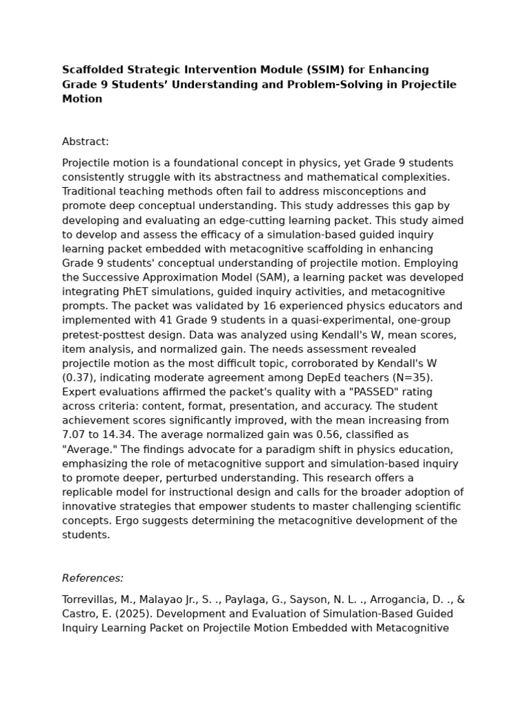 Scaffolded Strategic Intervention Module | PDF | Metacognition | Science