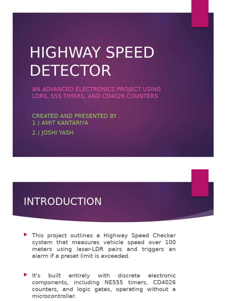 Highway Speed Checker Presentation | PDF | Infrared | Electrical ...