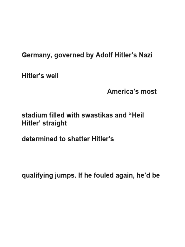 Jesse Owens' Olympic Triumph and Friendship | PDF | Nazism
