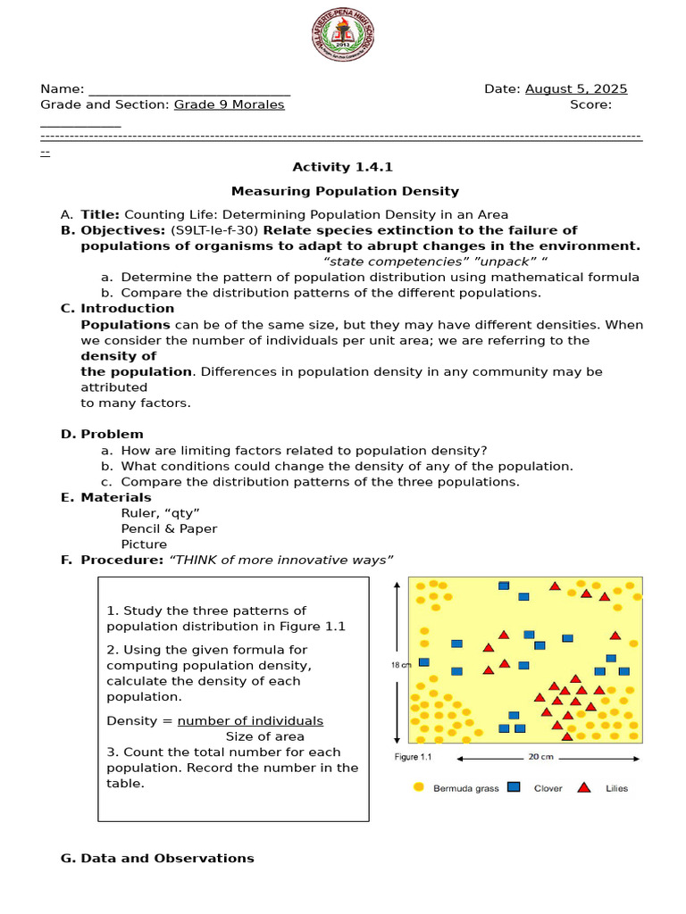 Measuring Population Density | PDF | Density | Numbers