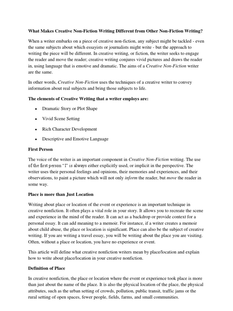 Creative Non-Fiction: Writing About Place | PDF | Creative Nonfiction ...