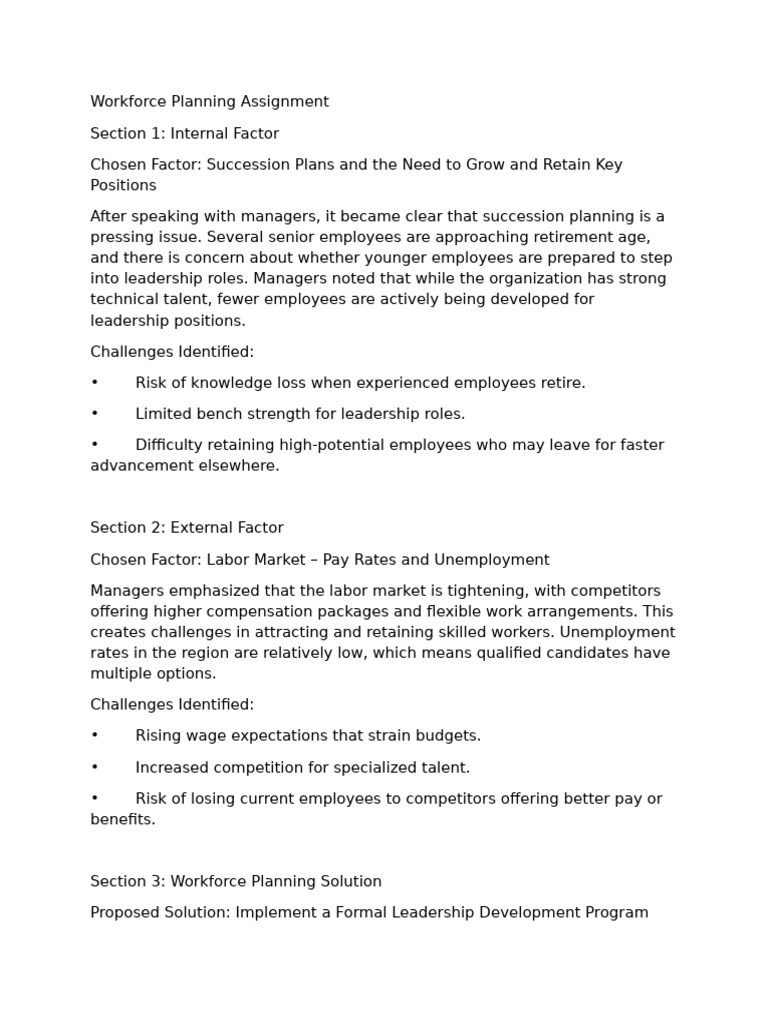 Workforce Planning Analysis Internal and External Factors | PDF