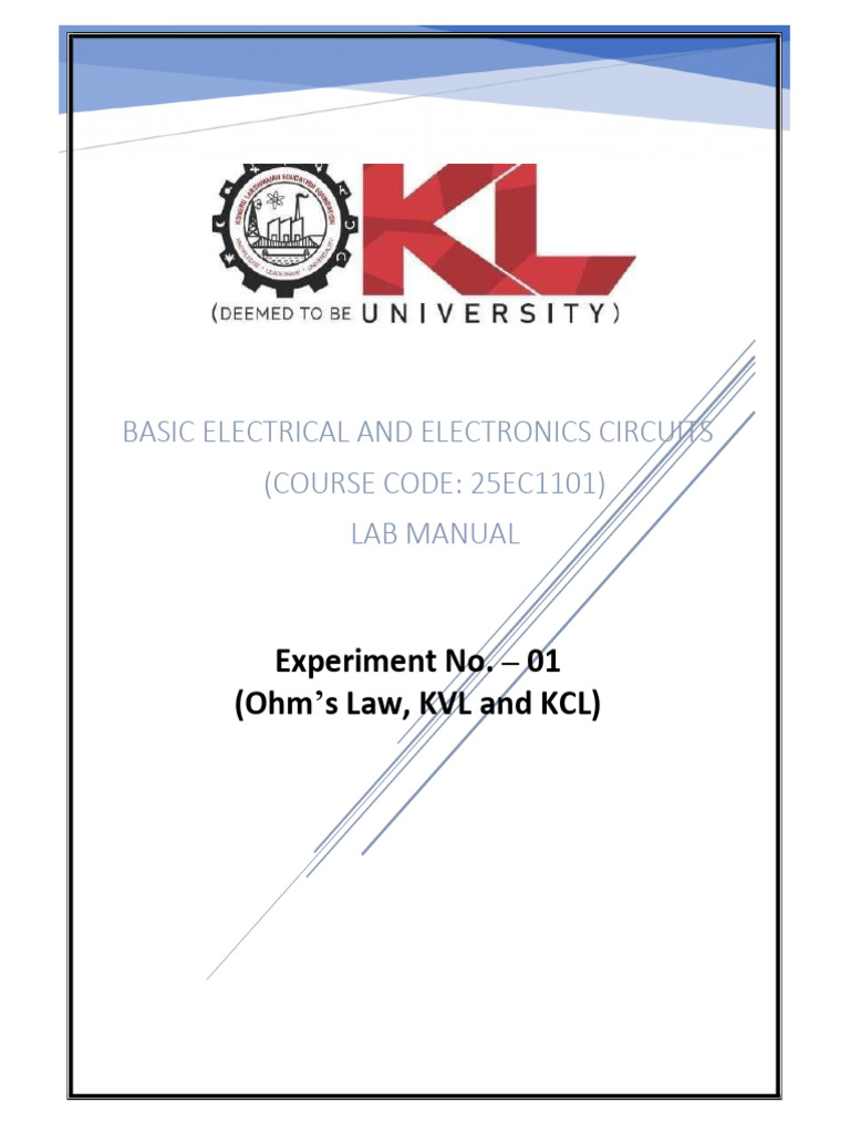 Basic Electrical Circuits Lab Manual | PDF | Voltage | Electrical Network